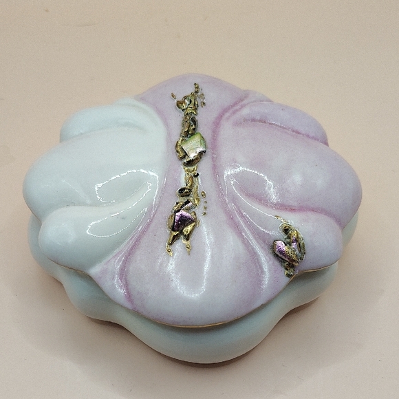 Accents | Vintage Pastel Hand Painted Unique Trinket Box With ...